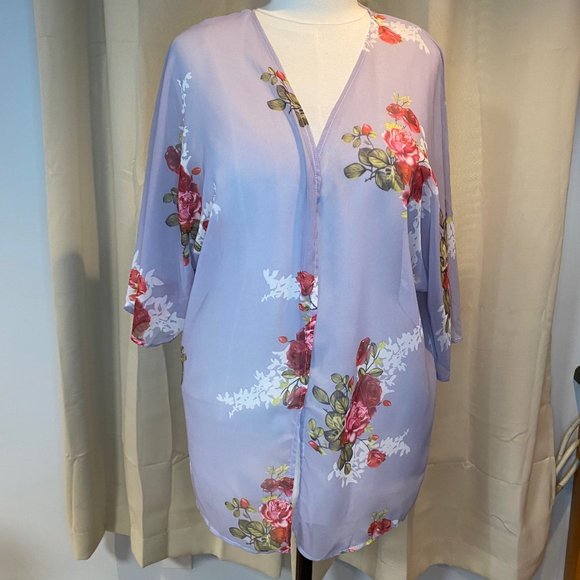Feitong | Accessories | Nwt Feitong Floral Sheer Open Front Kimono ...